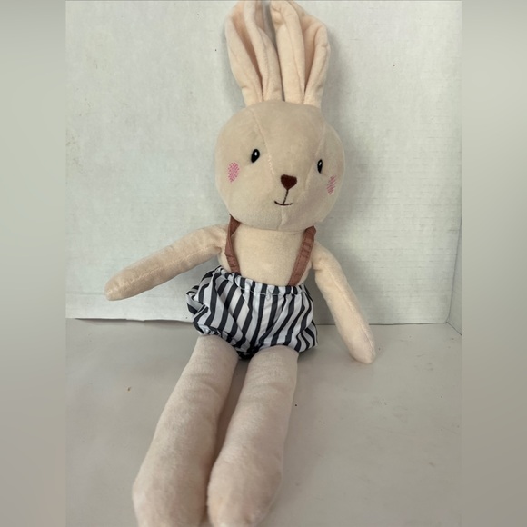 Toys | Bunny Rabbit Cream Plush Rattle Shorts Suspenders Easter Stuffed ...